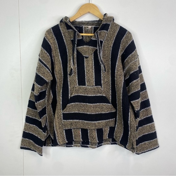 Tops | Vintage Large Pullover Poncho Drug Rug Woven Longsleeve Hooded ...